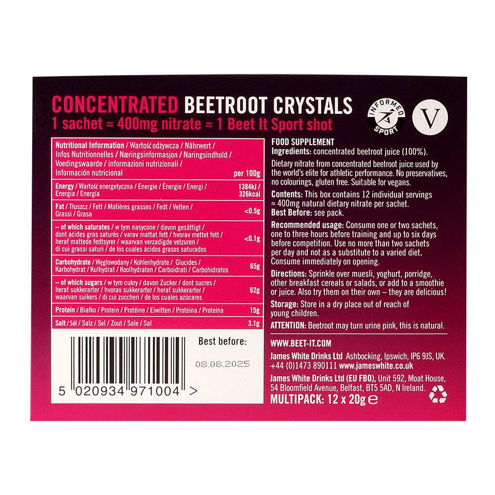 Beet it sport - Shot en poudre Nitrate 400 crystals - sachet 20g – Beet ...